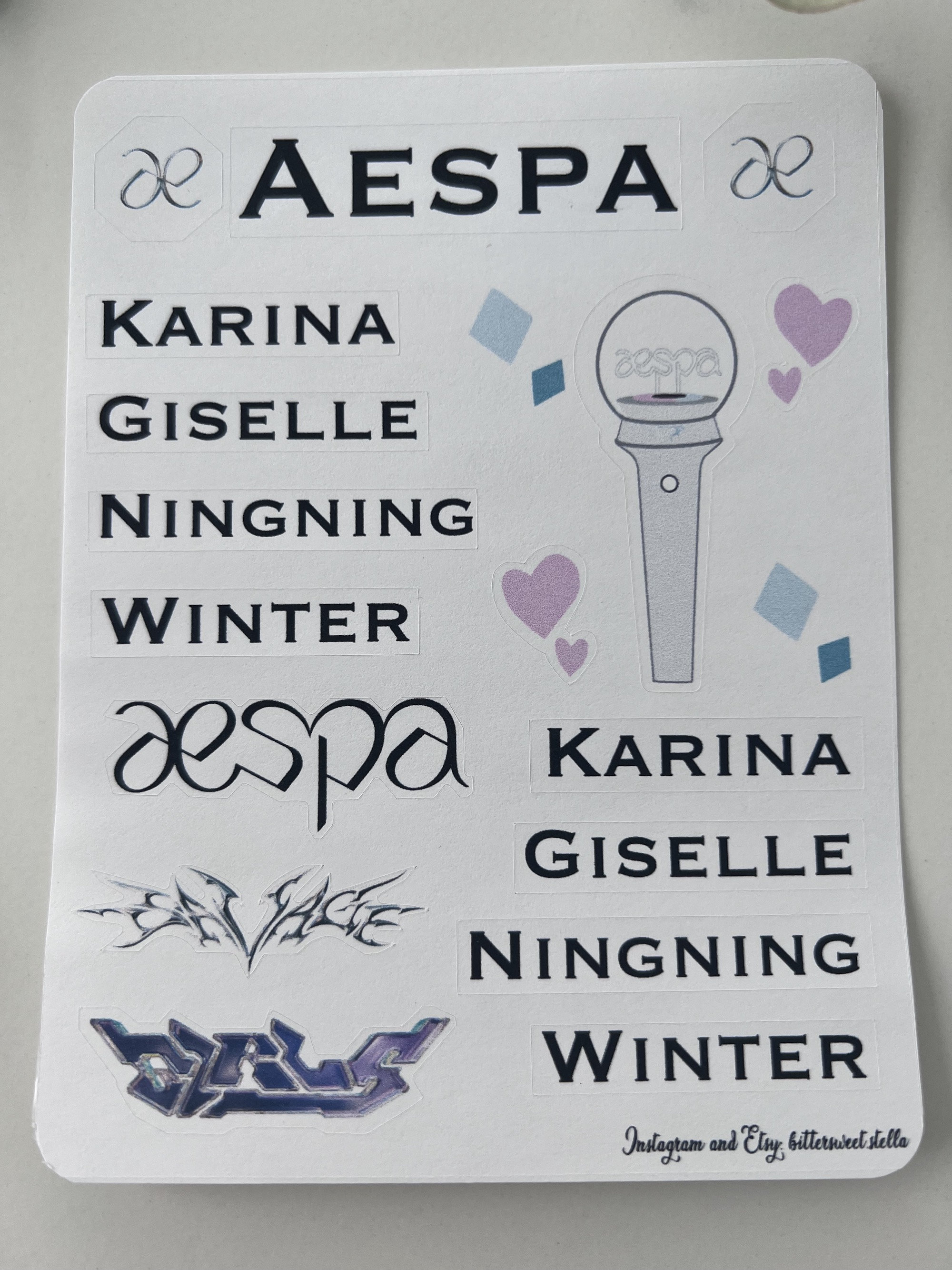Aespa Kpop Sticker Sheet 1 Sheet, Matte or Vinyl, Bullet Journals ...