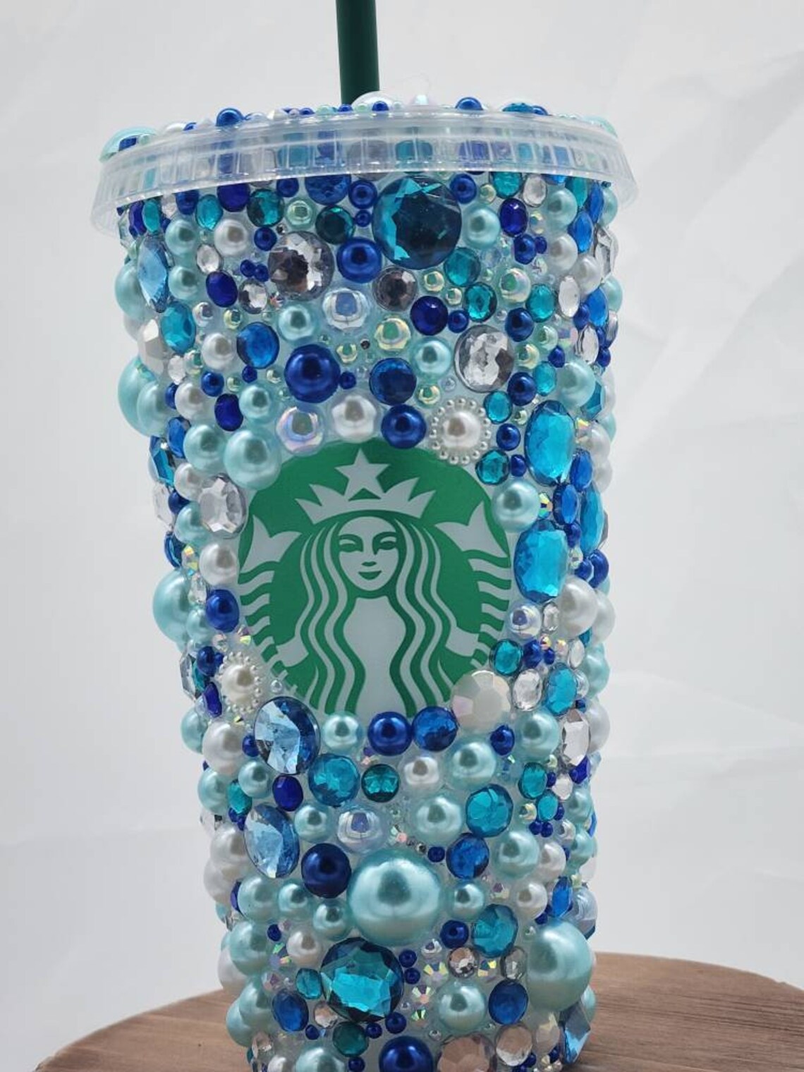 Rhinestone/pearl Beaded 24oz Tumbler Cup With Lid and Straw Coffee and ...