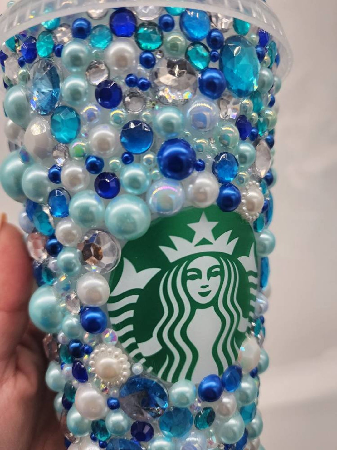 Rhinestone/pearl Beaded 24oz Tumbler Cup With Lid and Straw | Coffee ...