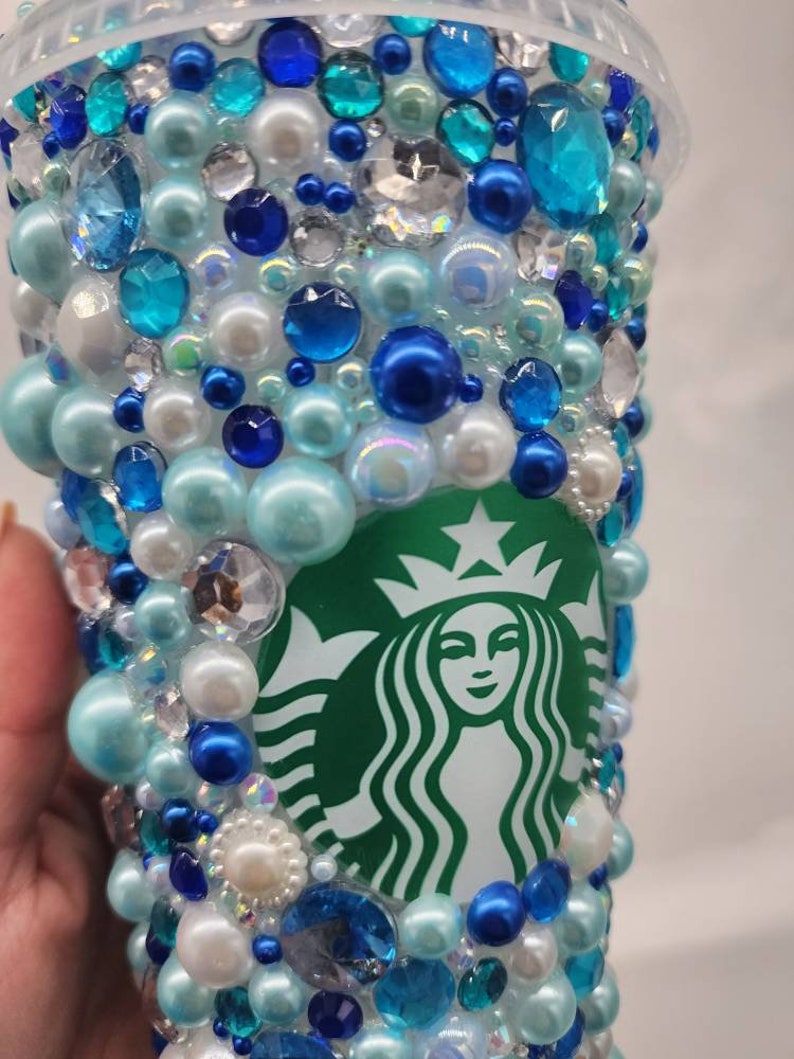 Rhinestone/pearl Beaded 24oz Tumbler Cup With Lid and Straw Coffee and ...