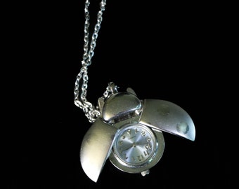 Kenneth Jay Lane Lady Bug Insect Peep a Boo Watch Timepiece Pendant ...