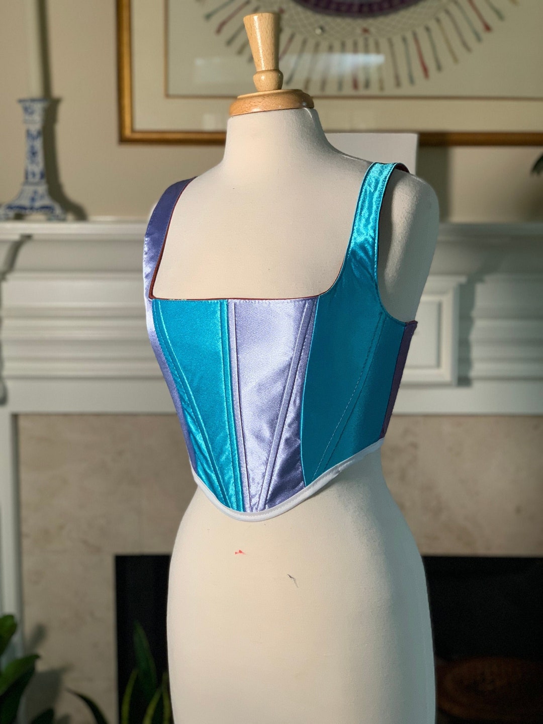Harlequin Silk Color Block Corset - Etsy