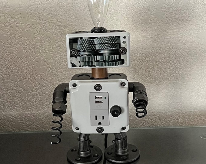 USB Robot Lamp Gloss Grey & Black - Etsy