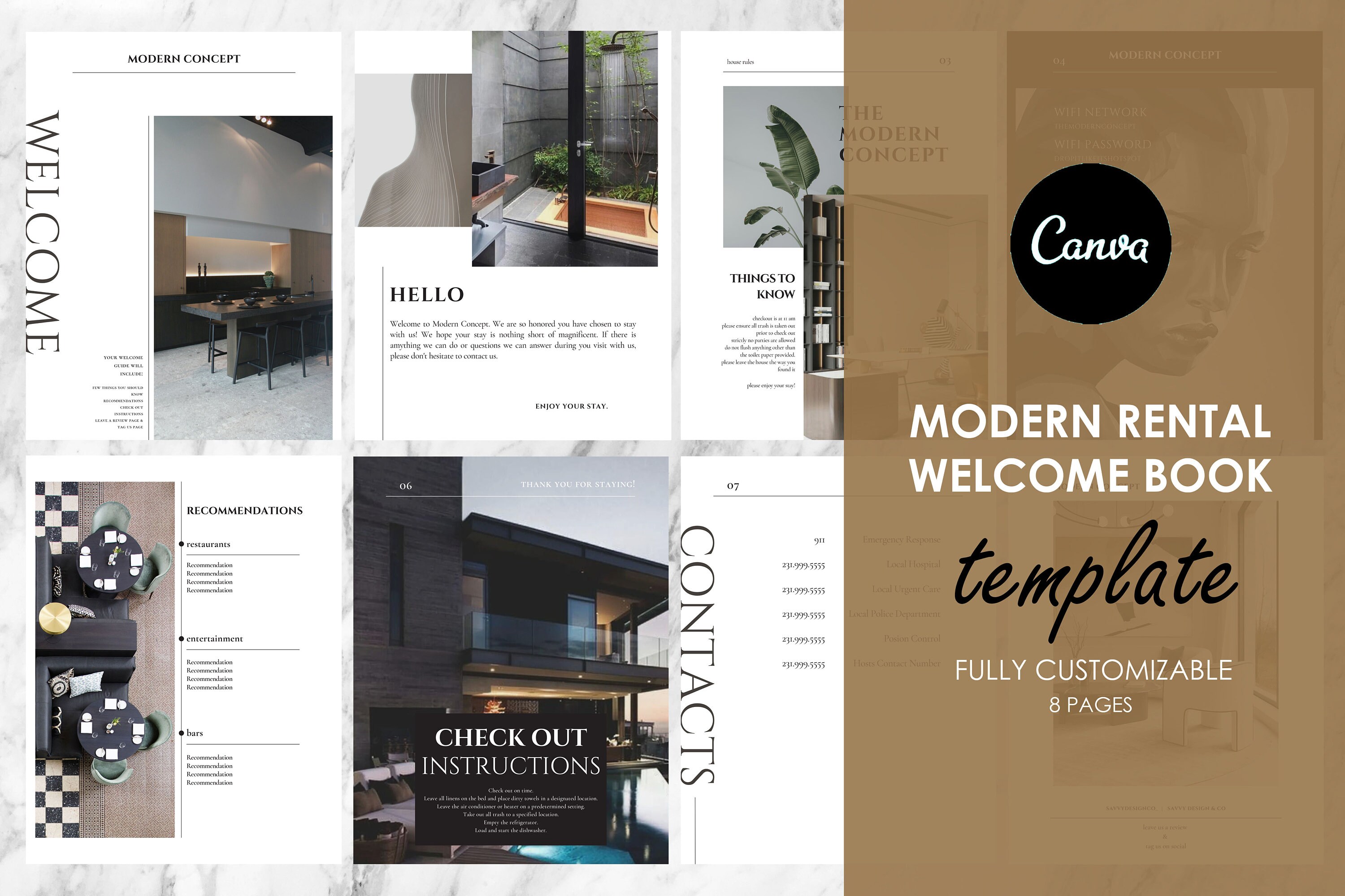 Welcome Book Template | Canva Template | Airbnb | Home Rental Guidebook ...
