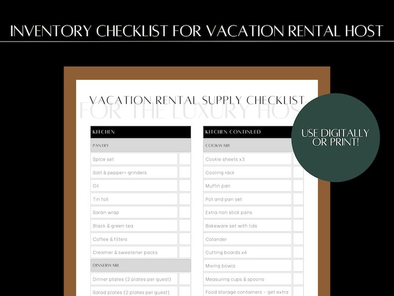 Inventory Checklist for Airbnb Hosts, Restock List for Vacation Rental ...