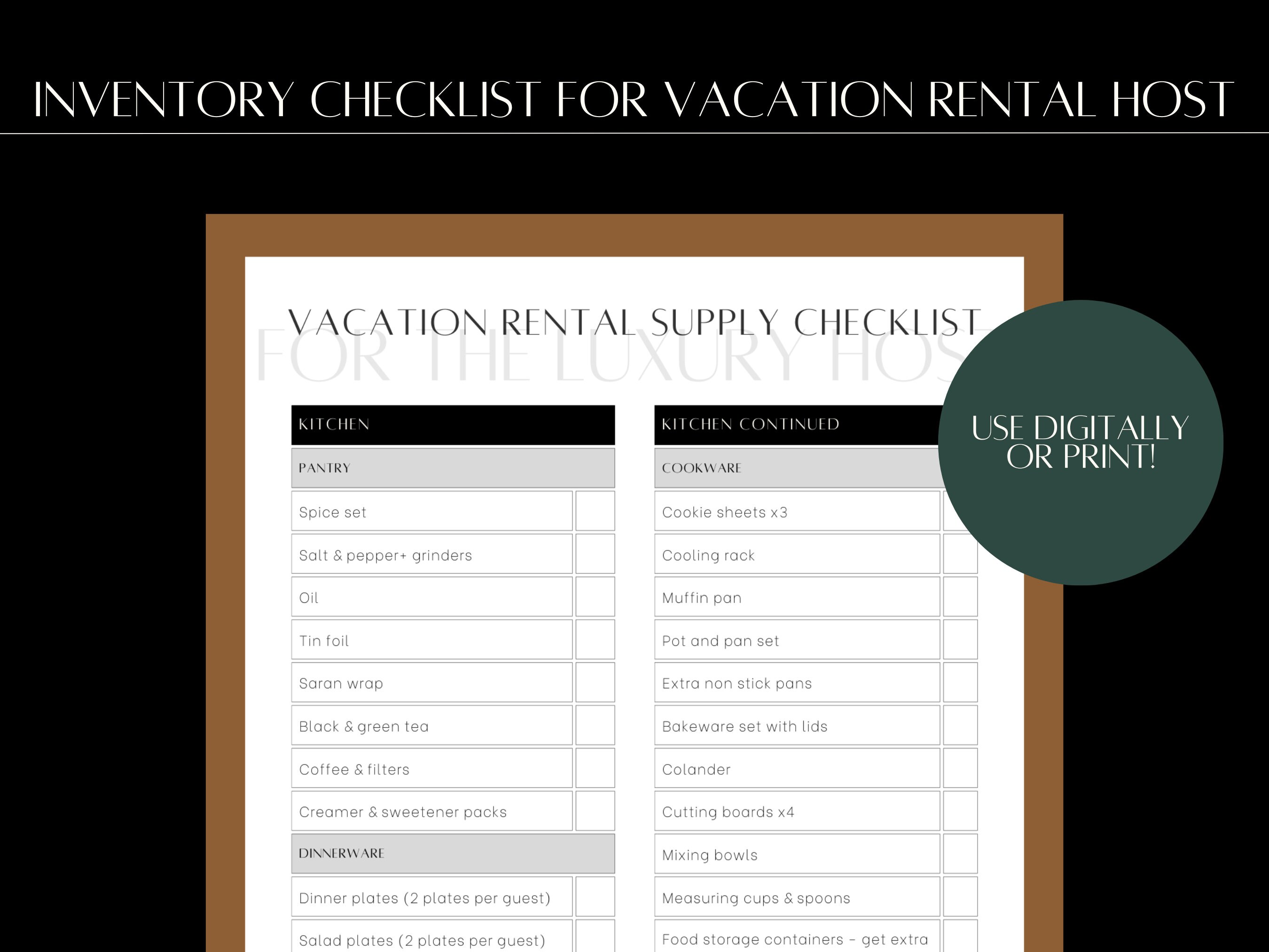 Inventory Checklist for Airbnb Hosts, Restock List for Vacation Rental ...