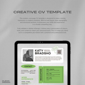 Creative CV One-pager Template for Graphic Designers | Modern, Editable ...