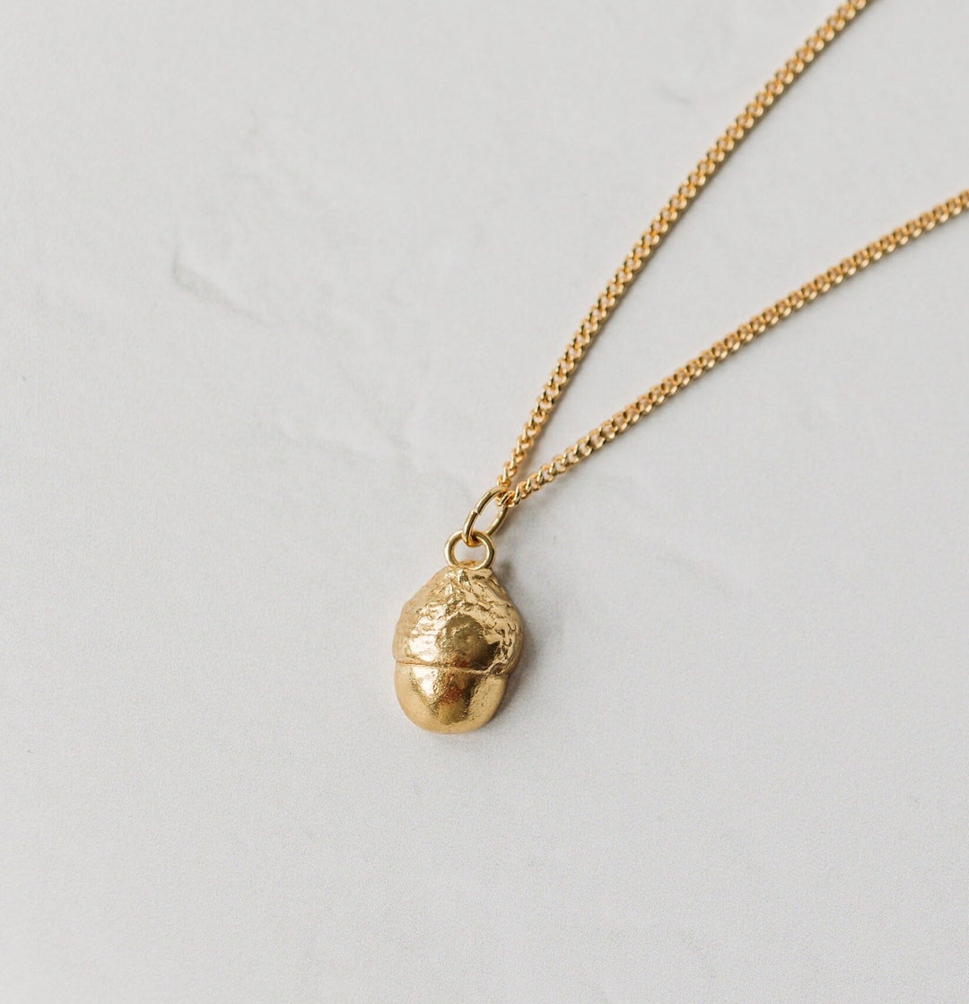 Gold Acorn Pendant Necklace, Nature Lover Gift, Handmade in the UK - Etsy