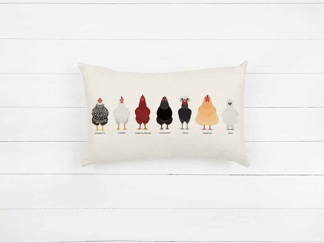 Chicken Line-up Natural Pillow Cover 12x18 or 16x16 Home Decor Chicken ...