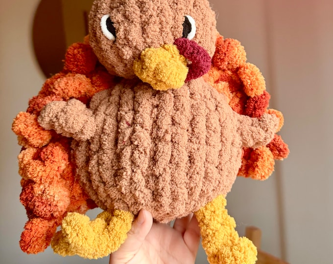 Handmade Chunky Knit Turkey Plush Stuffie Emotional Support ...