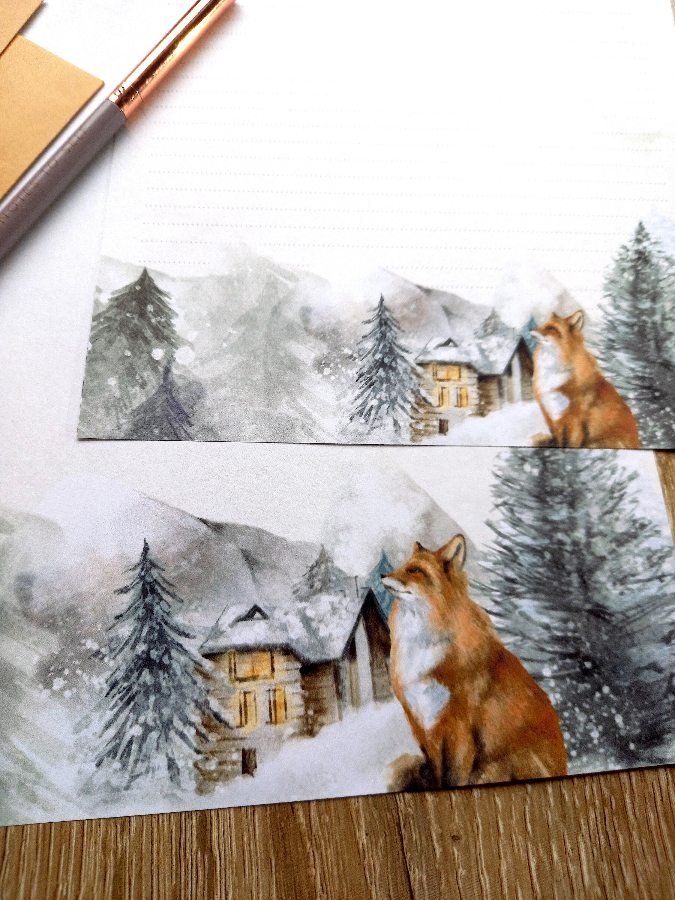 Watercolour Winter Fox Printable Letter Writing Paper Pen - Etsy