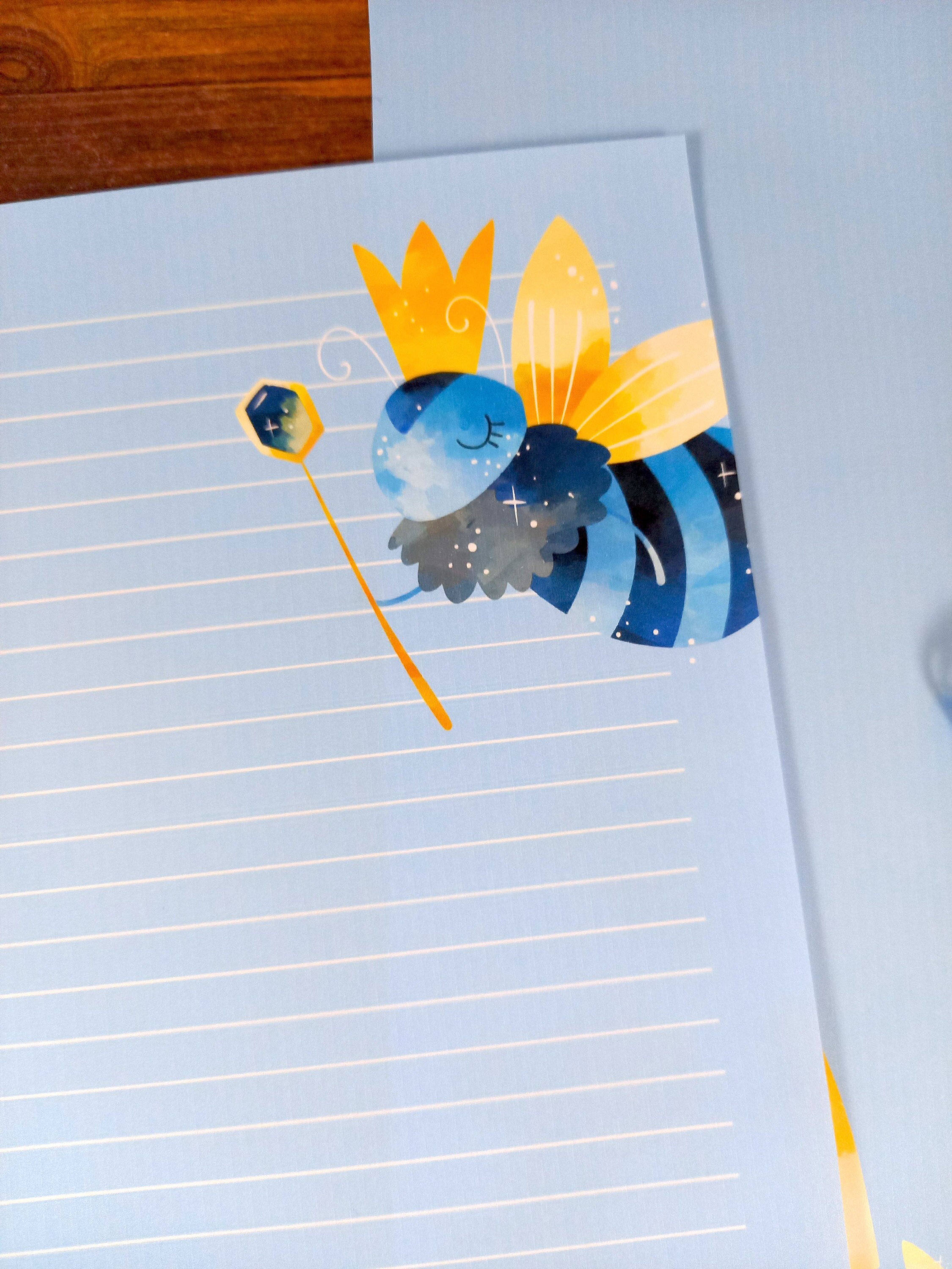 Blue Bee Printable Letter Writing Paper Stationery Digital - Etsy