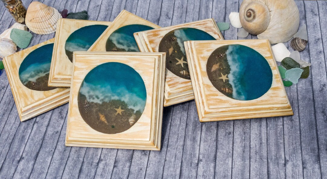 Cape Cod Beach Coasters Beach House Decor Wood Coaster - Etsy