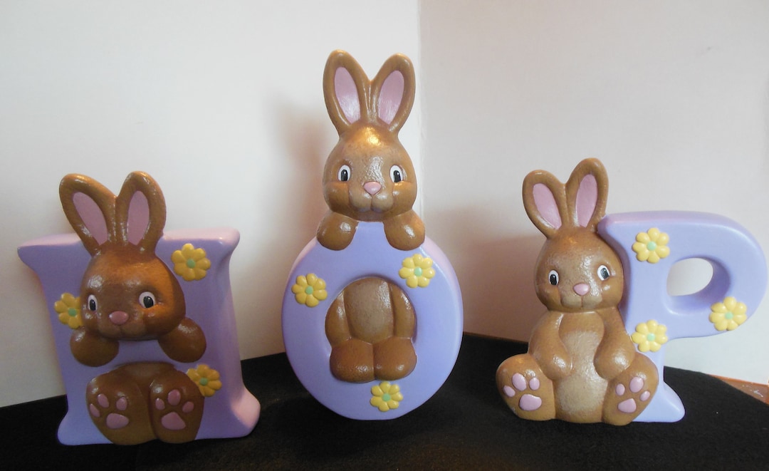 Bunny HOP Letters Ceramic Hand Painted With Acrylic - Etsy