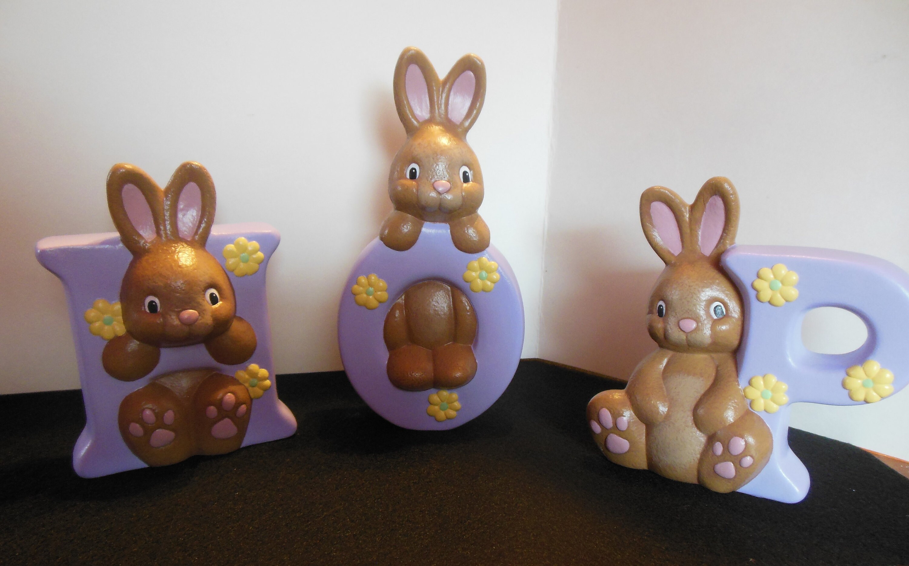 Bunny HOP Letters Ceramic Hand Painted With Acrylic - Etsy