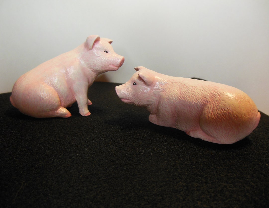 Pink Pig Friends Ceramic Hand Painted With Acrylic - Etsy