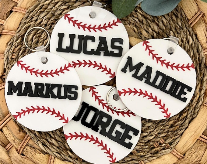 Baseball Bag Name Tag, Personalized Baseball Keychain, Custom Baseball ...