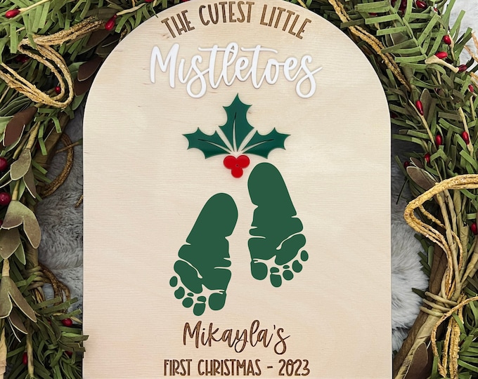 Mistletoes Baby Footprint Sign Baby's First Christmas Keepsake Baby ...