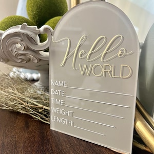 Hello World Birth Announcement Sign Hello World Baby Stat Sign Acrylic ...