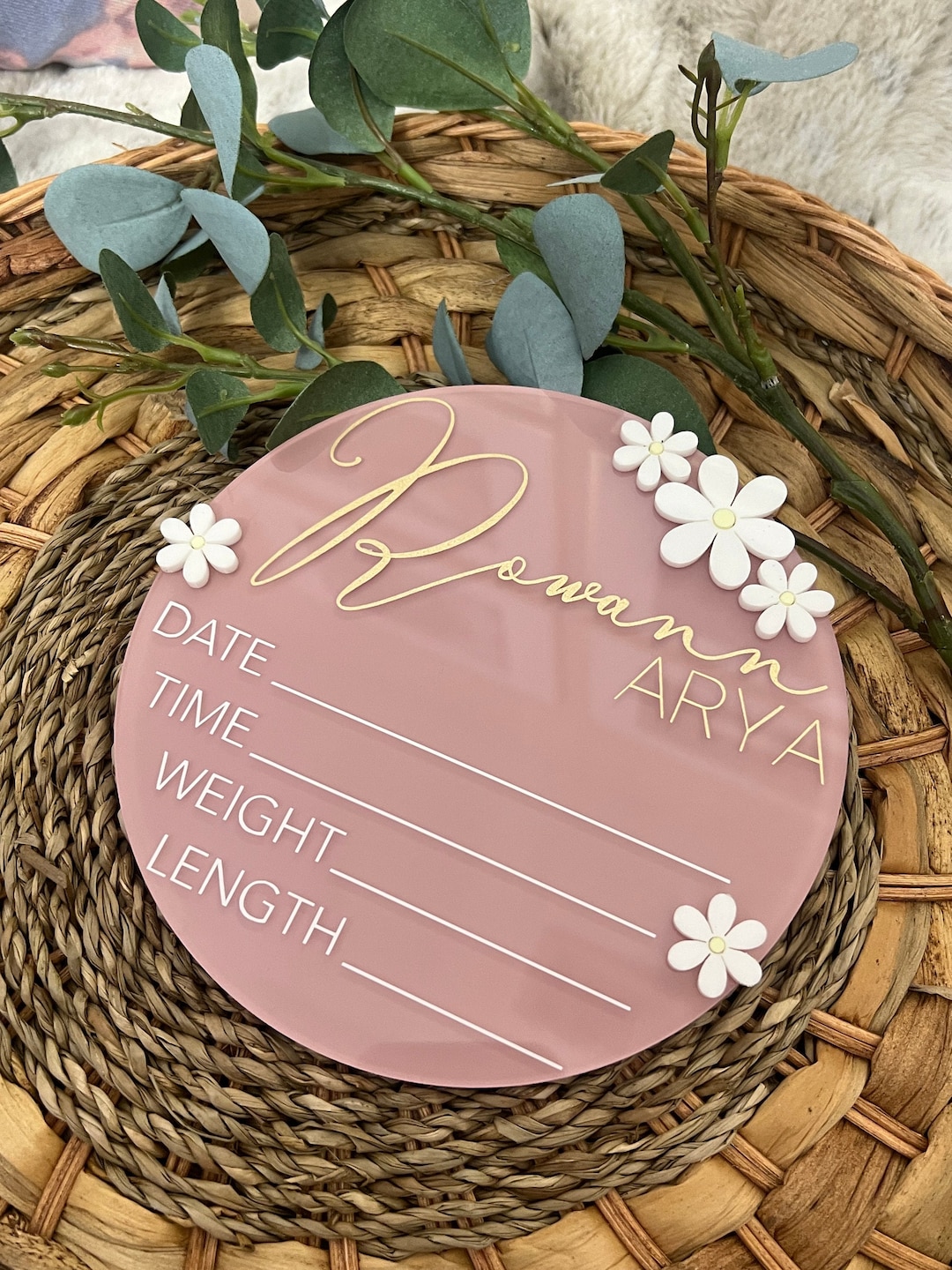 Acrylic Newborn Baby Birth Announcement Sign Newborn Baby Stat Sign ...