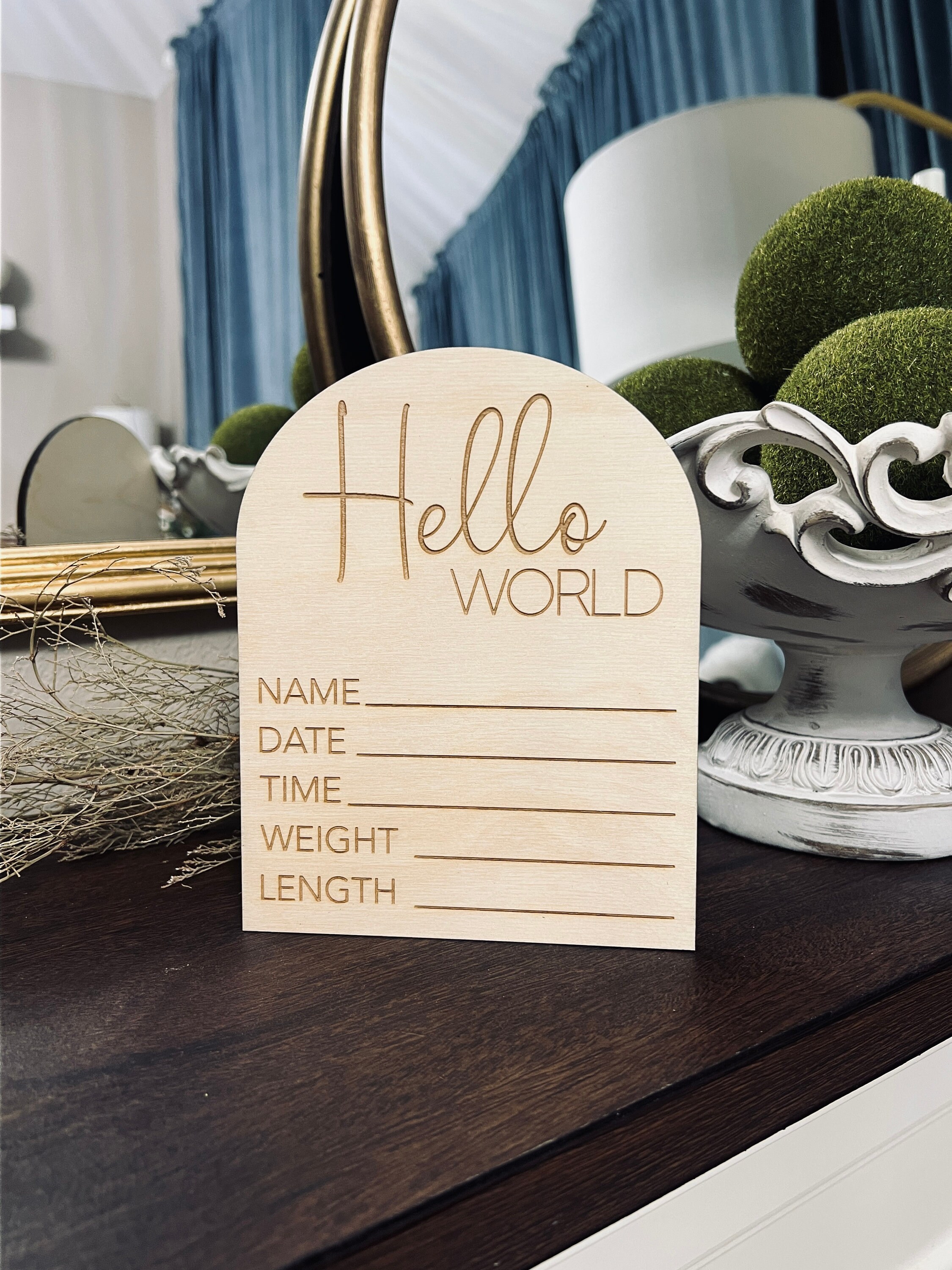 Hello World Baby Stats Sign, Wood Baby Birth Announcement, Hello World Sign