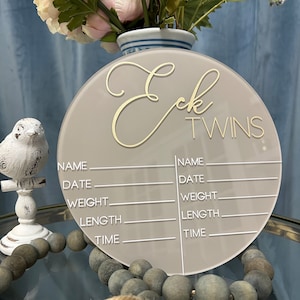 Birth Announcement Sign for Twins, Baby Stat Sign for Twins, Twins ...