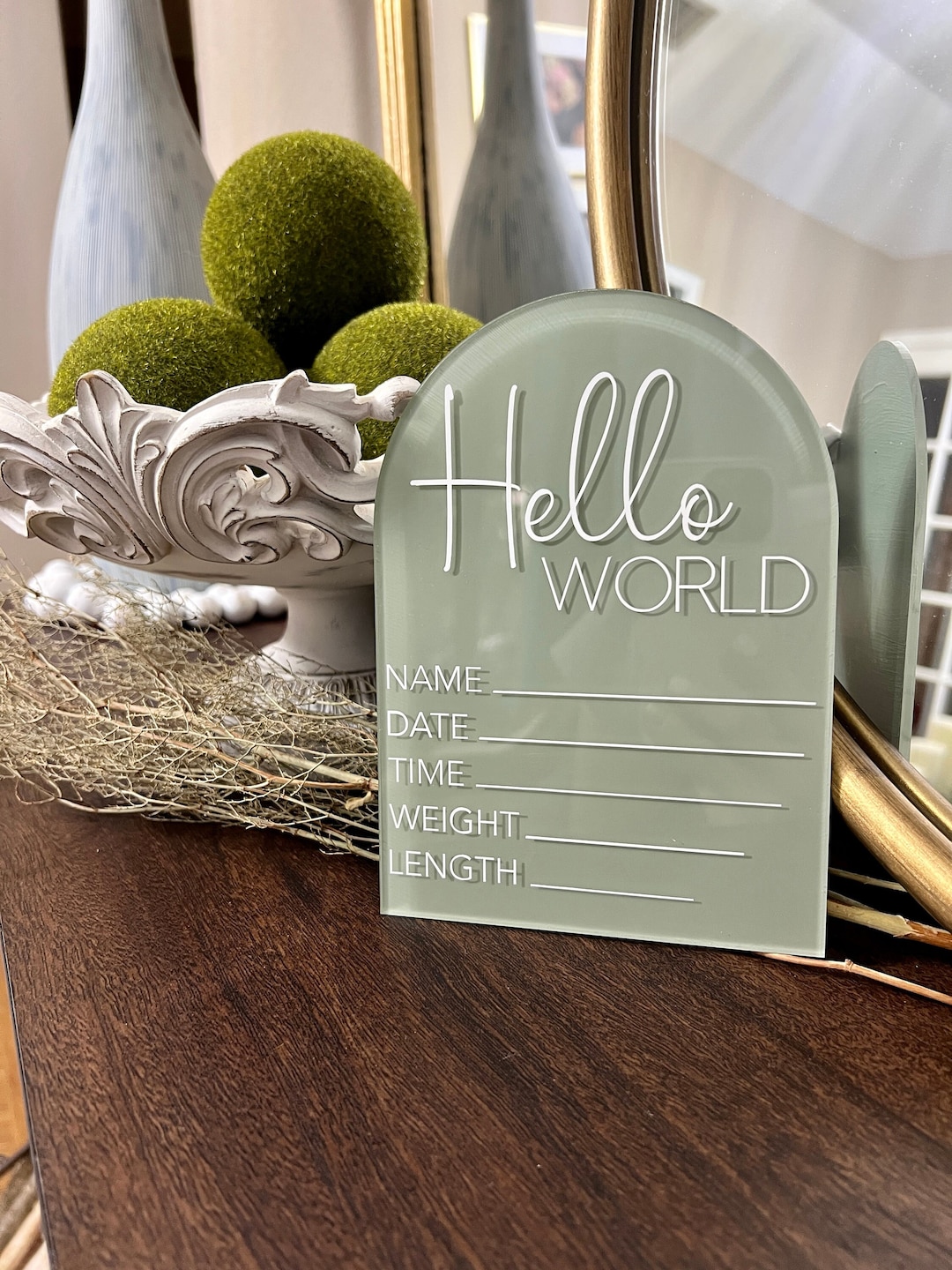 Hello World Baby Stat Sign, Acrylic Baby Birth Announcement, Hello ...