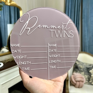 Birth Announcement Sign for Twins, Baby Stat Sign for Twins, Twins ...