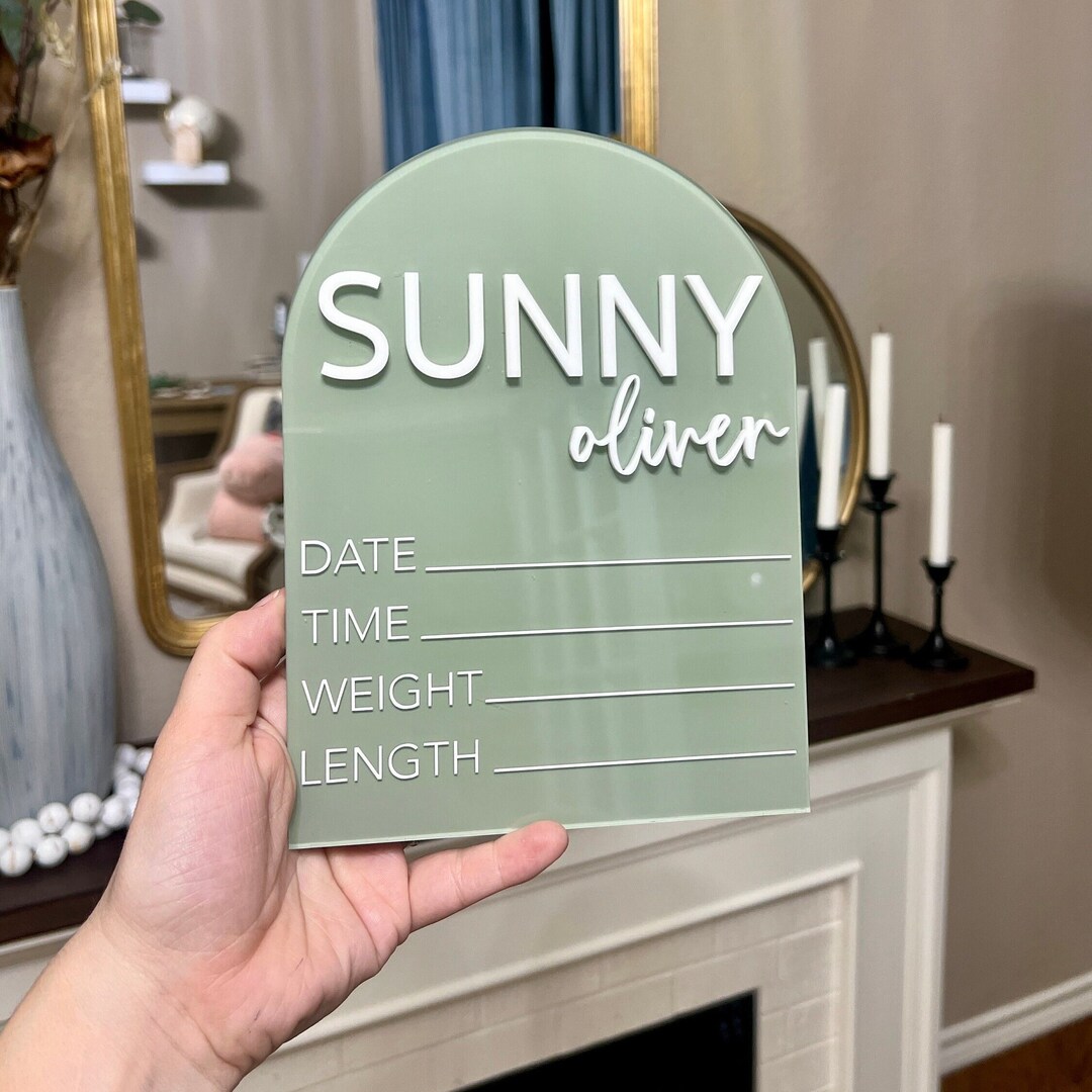 3D Acrylic Newborn Baby Birth Announcement Personalized Newborn Stat ...