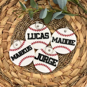 Baseball Bag Name Tag, Personalized Baseball Keychain, Custom Baseball ...