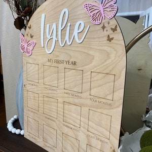 Butterfly Milestone Board Monthly Milestone Photo Board Whimsical ...
