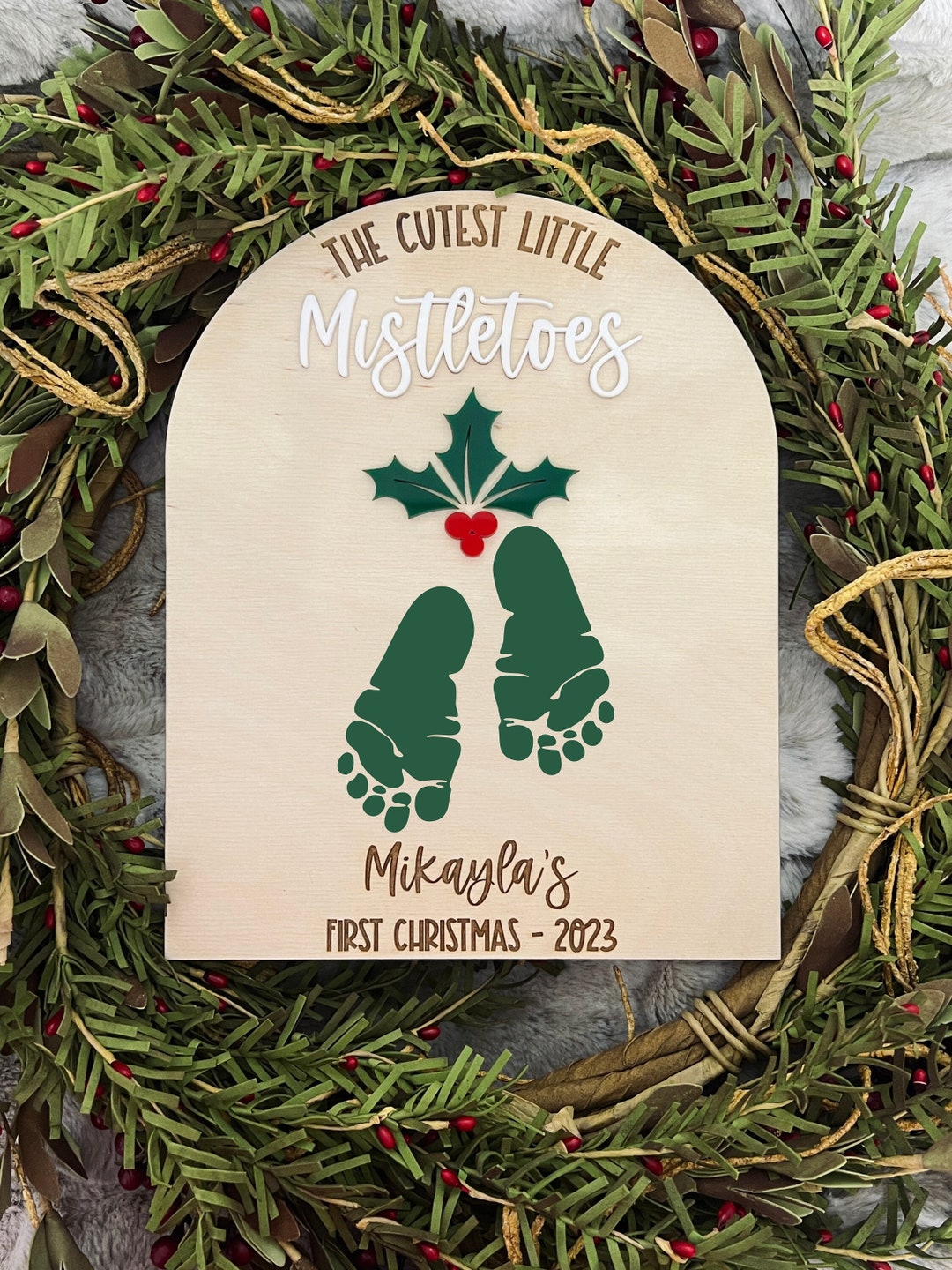 Mistletoes Baby Footprint Sign Baby's First Christmas Keepsake Baby ...