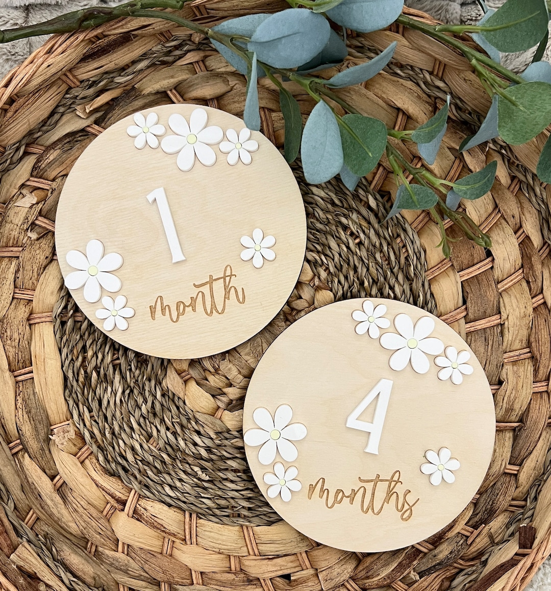 Wooden Baby Milestone Marker, Baby Milestone Discs, Interchangeable ...