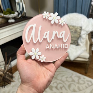 Acrylic Baby Name Announcement, Daisy Baby Hospital Sign, 3D Baby Name ...