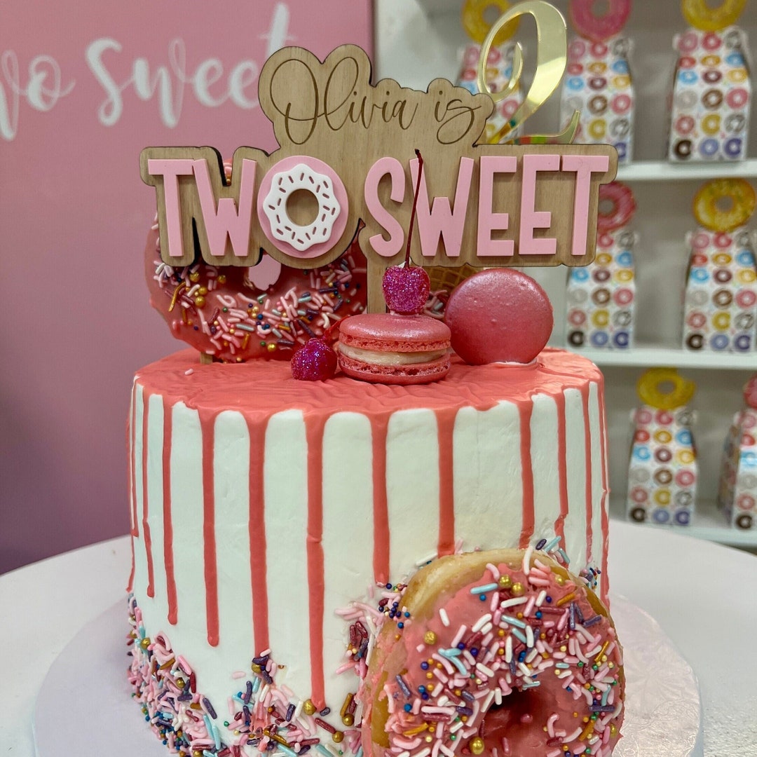 Two Sweet Cake Topper, Donut Cake Topper, 2 Sweet Birthday Party ...
