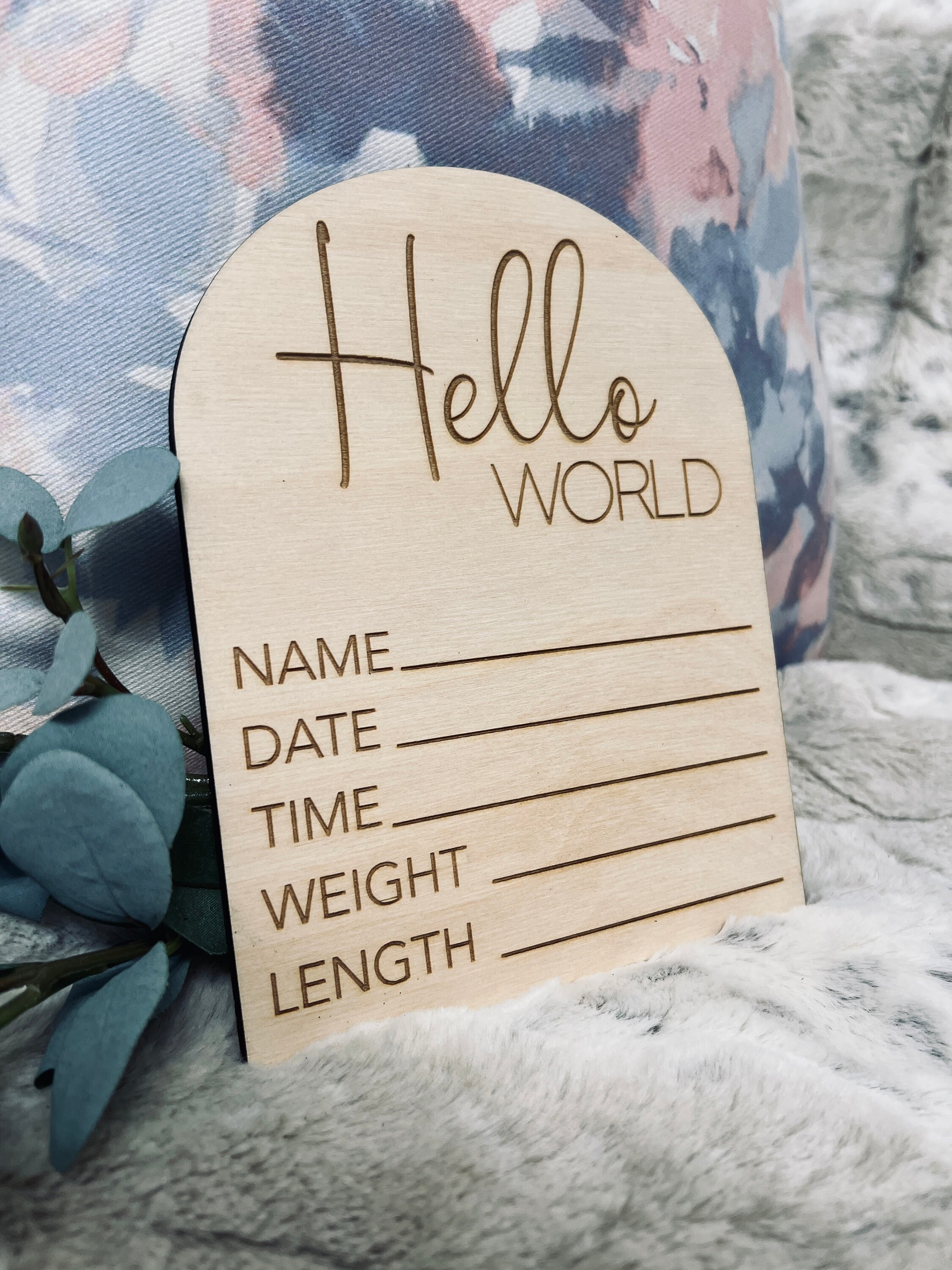 Hello World Baby Stats Sign, Wood Baby Birth Announcement, Hello World Sign