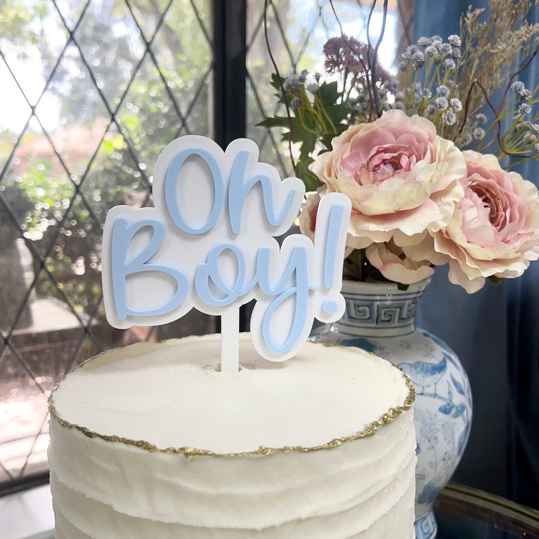 Oh Boy Cake Topper, 3D Baby Shower Cake Topper, Boy Baby Shower, Oh Boy ...