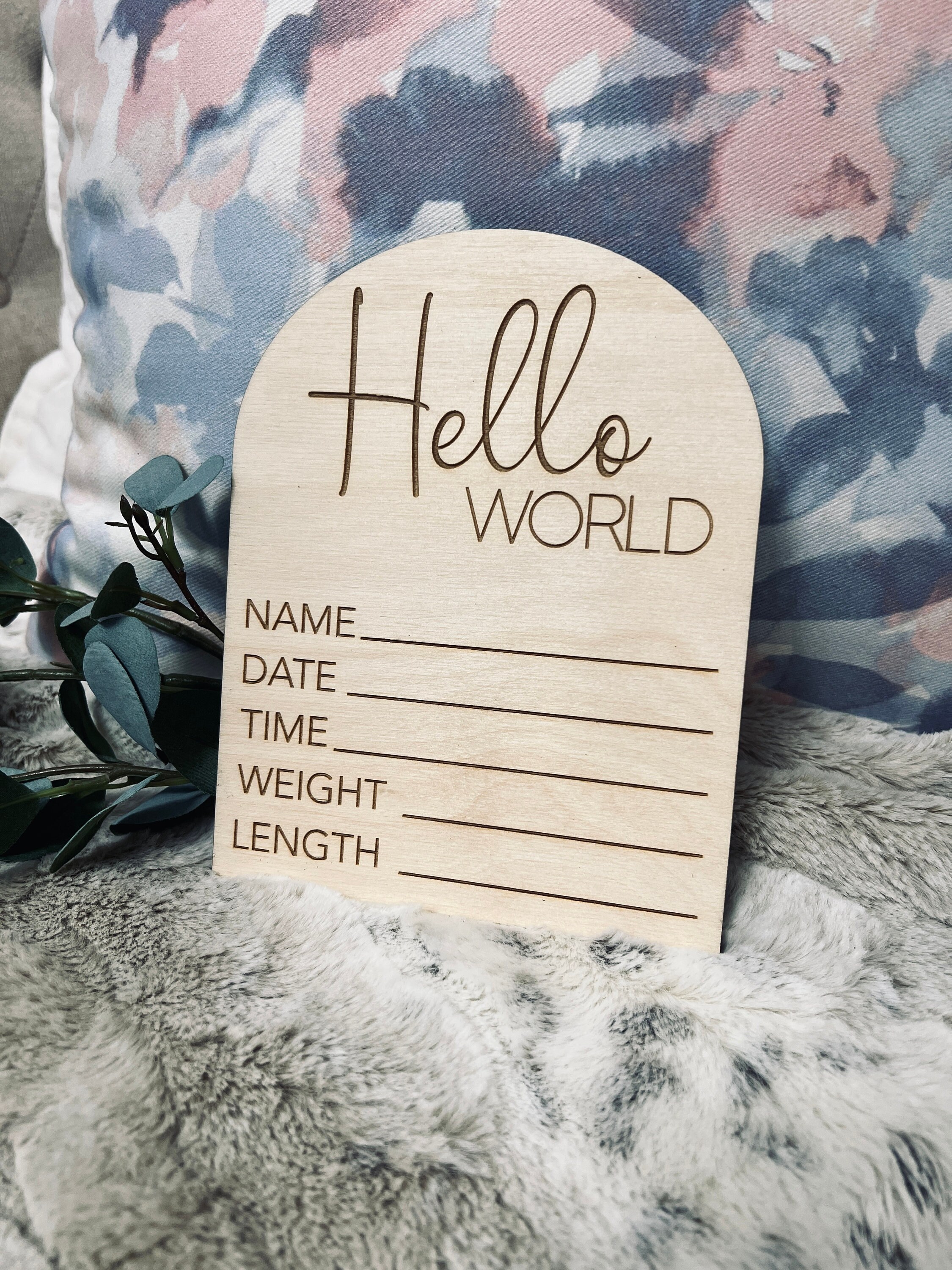Hello World Baby Stats Sign, Wood Baby Birth Announcement, Hello World Sign