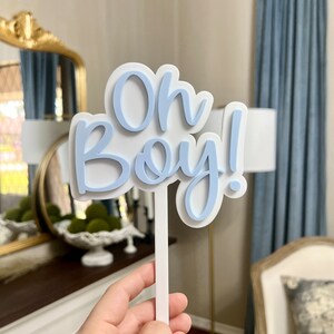 Oh Boy Cake Topper, 3D Baby Shower Cake Topper, Boy Baby Shower, Oh Boy ...