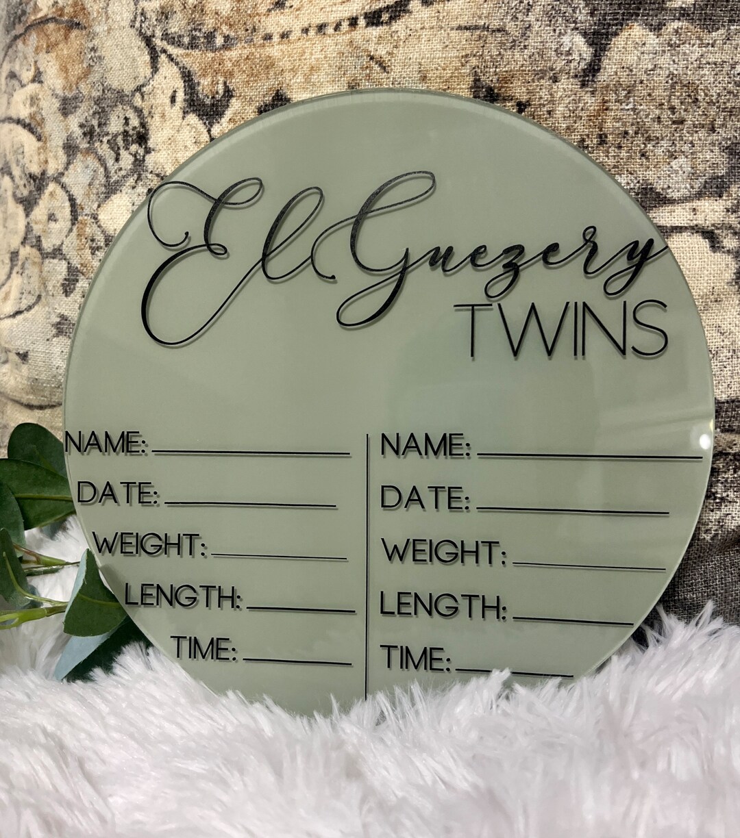 Birth Announcement Sign for Twins, Baby Stat Sign for Twins, Twins ...