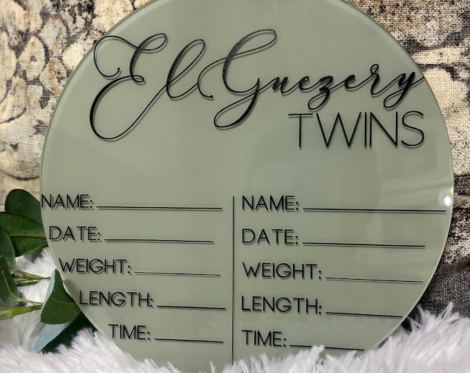 Twin Birth Announcement Sign, Twins Baby Announcement for Hospital ...