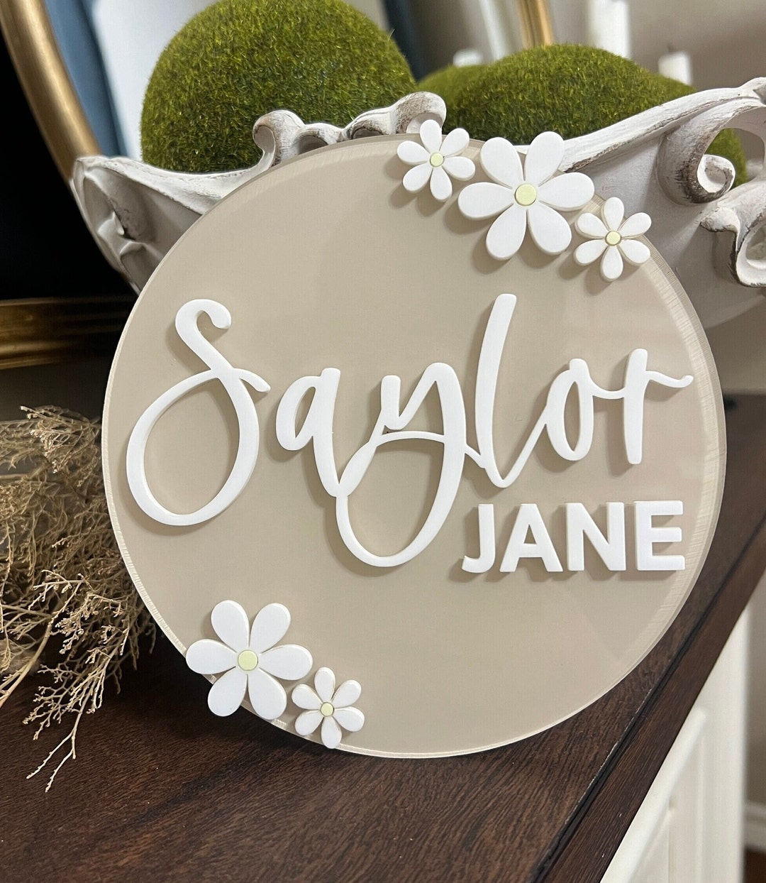 Acrylic Baby Name Announcement, Daisy Baby Hospital Sign, 3D Baby Name ...