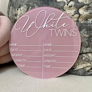 Birth Announcement Sign for Twins, Baby Stat Sign for Twins, Twins ...