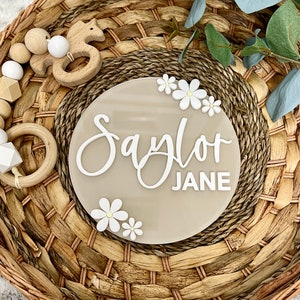 Acrylic Baby Name Announcement, Daisy Baby Hospital Sign, 3D Baby Name ...