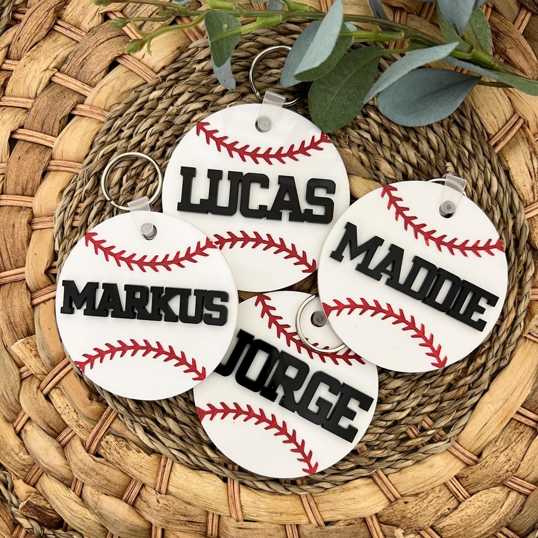 Baseball Bag Name Tag, Personalized Baseball Keychain, Custom Baseball ...