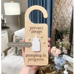 Pumping in Progress Sign, Pumping Door Hanger, Sign for Pumping at Work ...