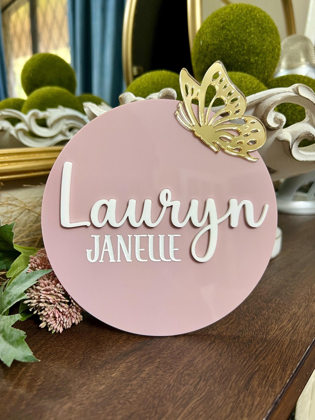 Acrylic Butterfly Baby Girl Name Sign, Butterfly Baby Hospital Sign ...