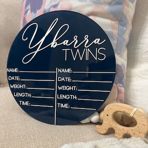 Birth Announcement Sign for Twins, Baby Stat Sign for Twins, Twins ...