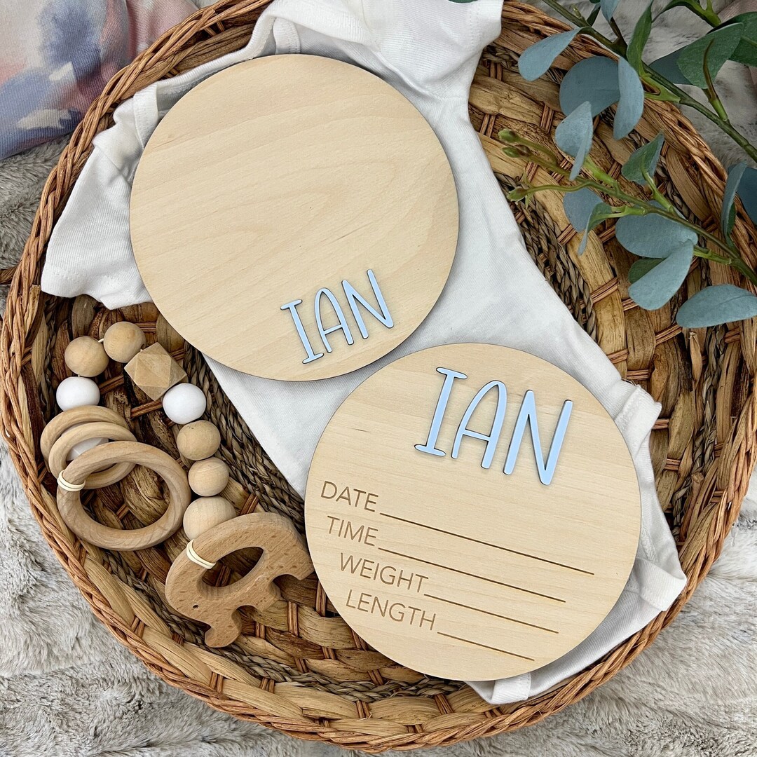 Wooden Baby Hospital Sign Newborn Birth Announcement Sign Footprint ...