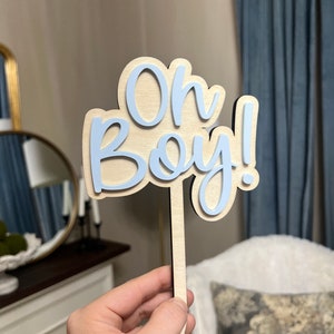 Oh Boy Cake Topper, 3D Baby Shower Cake Topper, Boy Baby Shower, Oh Boy ...